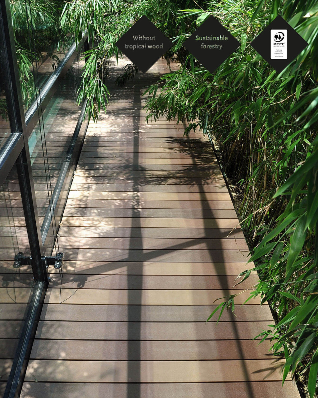 WPC decking boards for terraces, balconies and pool surrounds